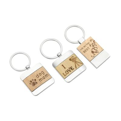 China Keyring vazio liga de zinco gravado de madeira da sublimação da corrente chave do Beechwood de bambu à venda