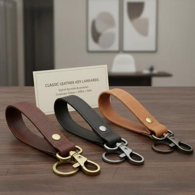 China Classic Leather Key Lanyards Stylish Durable Accessories Suitable for Corporate Events Office and Gifts for sale