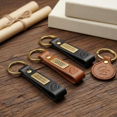 China Customized Leather Key Chains Classic Style Ideal for Business Gifts Corporate Events and Personal Accessories for sale