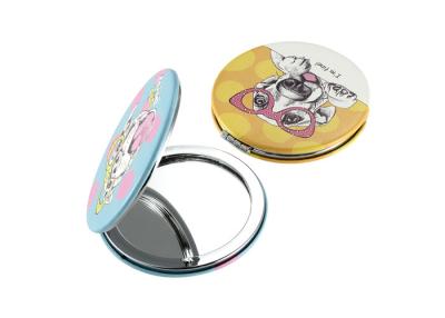 China Round Compact Cosmetic Pocket Mirror ABS Cute Pattern Portable for sale