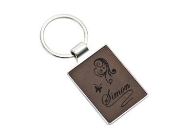 China Laser Engraving Logo Leather Key Chains 55mm 4mm Pink Key Ring Advertising for sale