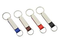 China Metal PU Leather Key Chains Double Flat Personalised Leather Key Ring for sale