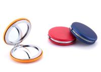 China Foldable PU ABS Cosmetic Compact Mirror Macaroon Pocket Makeup Mirror for sale