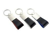 China Sector PU Leather Key Chains Debossing Logo Zinc Alloy Key Holder for sale