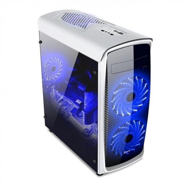 ETEK ATX ミッドタワーケース アクリル フロント&サイドパネル フルサイドビュー 黒白
