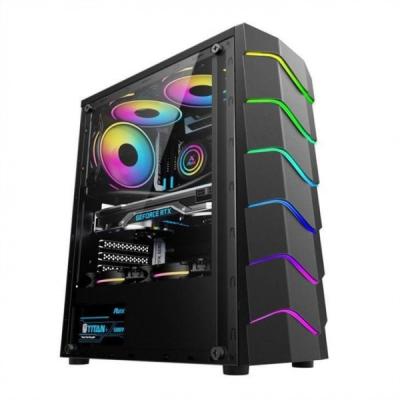 China ETEK Luminous Computer Case, Wave LED Strip Front Panel, ARGB Light Effect,Support Water-cooled Radiator for sale