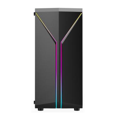 China ETEK Stylish Computer Case Symmetrical ARGB LED Strip Tempered Glass Side Panel Top I/O Panel with Magnetic Dust Net for sale