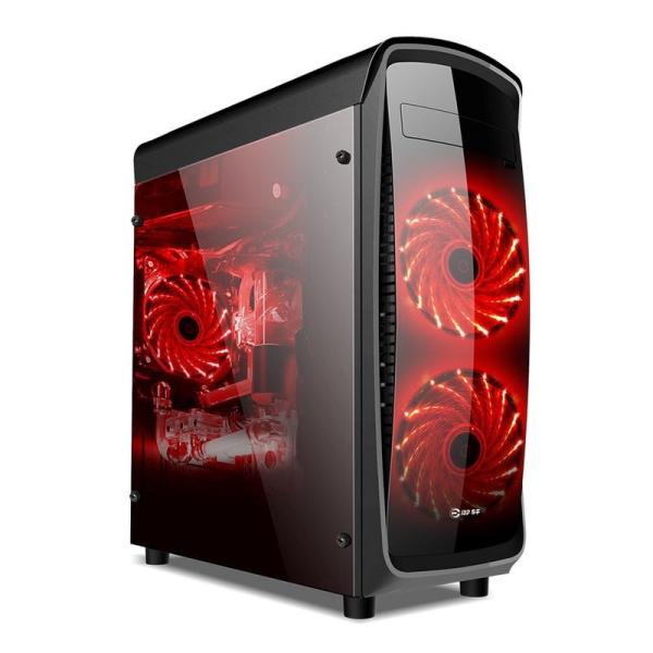 ETEK ATX ミッドタワーケース アクリル フロント&サイドパネル フルサイドビュー 黒白