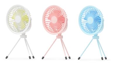 China Ventilador portátil ETEK 3 en 1 (rosa/azul/blanco), batería de 2000 mAh (4H de carga), material ABS+PP+acero, trípode/suspensión/portátil 3 modos en venta