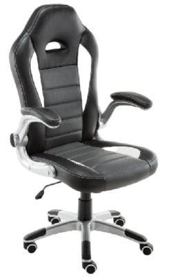 Cina Sedia ergonomica con appoggio a braccio flessibile e tripla imbottitura in PU 320 mm Castori in PU con base di rivestimento in polvere e 100 mm di gas lift di verniciatura in vendita