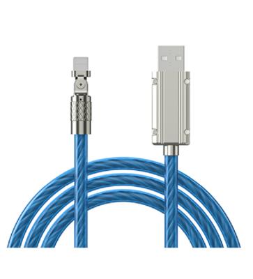 中国 ETEK 1M 回転式 LED ライトケーブル、TPE、4芯、急速充電 & データ、亜鉛合金、白/青/赤/緑 販売のため