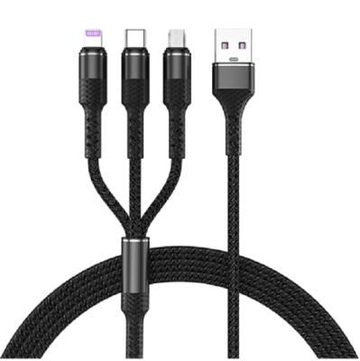China Cable de carga rápida 3 en 1 ETEK, cobre puro de 4 núcleos, indicador LED, 6 colores, para viajeros, familias y oficinas en venta