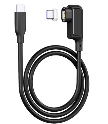 China 5A Magnetic USB-C Cable w/ Digital Display , 0.5M, Silicone, Elbow, 480Mbps, Black/White for sale