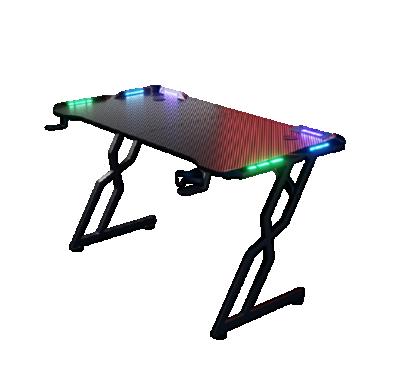 China Gaming Desk,Steel Base, with/without LED Light, 1.2/1.4/1.6M, Cup Holder & Mouse Pad for sale