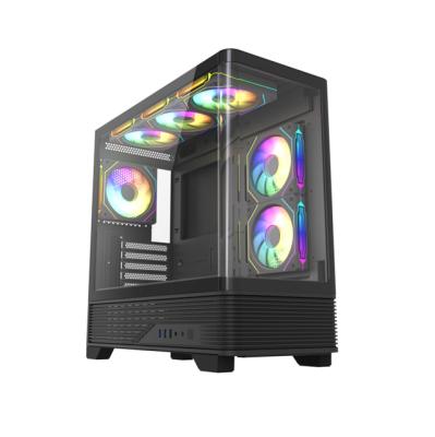 China Curved Glass Front ATX Case Full Metal Top Magnetic Dust Filter for sale