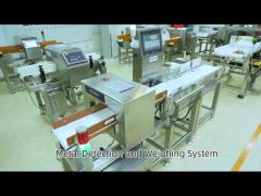 Verstelbare hoek Productielijn Industrie Conveyor Gewichtscontrole Weegmachine Met Metaldetector