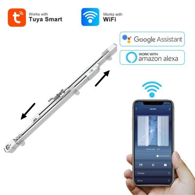 Cina Motorized Adjustable Telescopic Curtain Rod Track Remote Tuya Wifi App Control in vendita