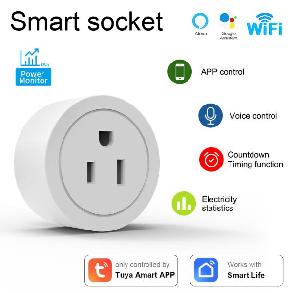 Quality Compact Round Smart Plug with Energy Monitor and Alexa Voice Control for Smart Home Automation for sale