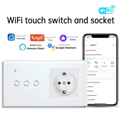 China WiFi Touch Switch Socket Smart Home Panel with No Neutral Wire 16A High Power and Dual USB Ports for sale