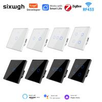 China Universal Wiring Smart Lighting Control Zigbee Touch Wall Switch 1000W Tempered Glass Panel for sale
