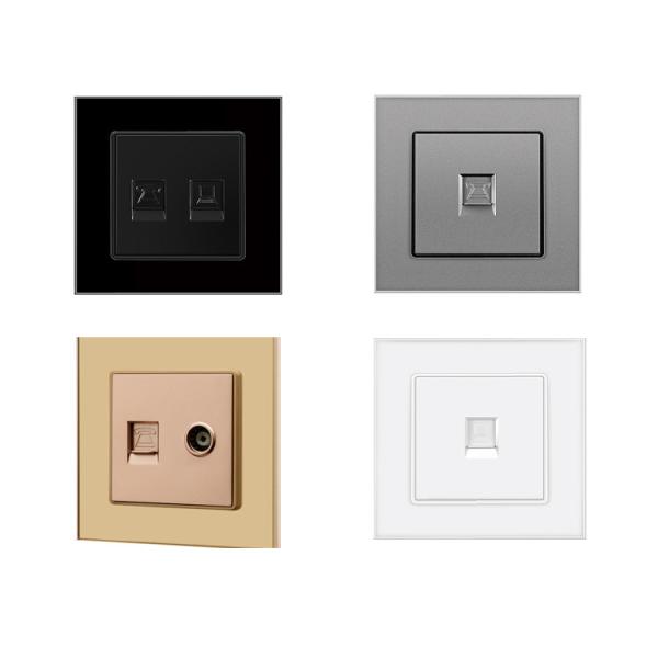 Quality Gigabit Ethernet Smart Home Automation Devices Tempered Glass Modular Multimedia Wall Socket Scratch Resistant for sale