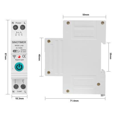 China 63A WiFi Smart Home Circuit Breaker Voice Control Power Meter OEM for sale