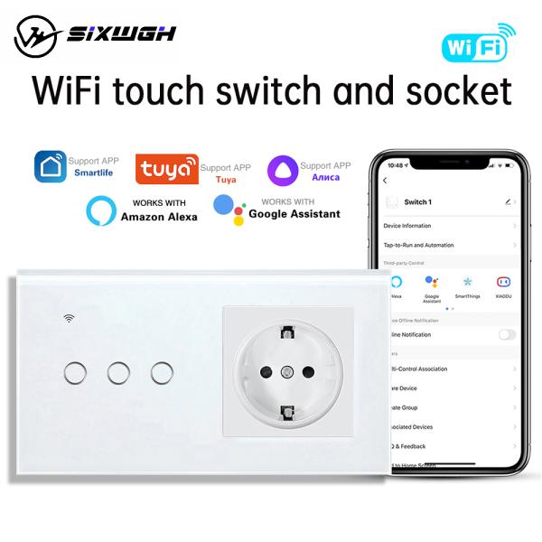 Quality WiFi Touch Switch Socket Smart Home Panel with No Neutral Wire 16A High Power and Dual USB Ports for sale