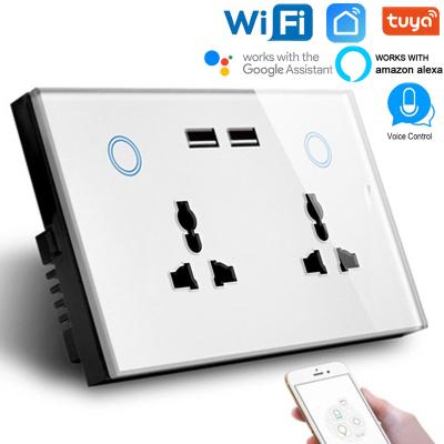 China 2200W control doble del APP del enchufe de pared 15A del tacto del interruptor de cristal del zócalo en venta