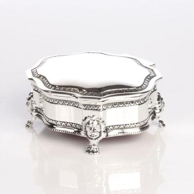 China Vintage Metal Silver Plated Jewelry Box by Godinger Silver Co Velvet Lower for Wedding Decoration for sale