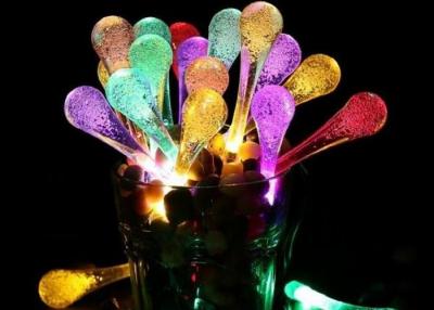 China 4.8 Meter Solar LED String Lights , Water Drop Blue / Red 20 LED String Lights for sale