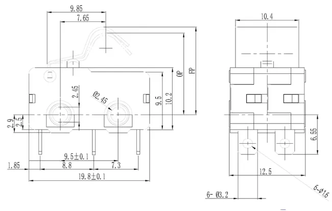 NNC Microswitch NL-10W55-F2-SZ Double-group terminals 10A with simulated roller lever
