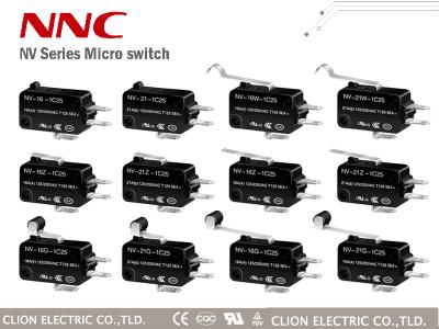 China Microinterruptor NNC a prueba de agua serie NV con diferentes tipos de palanca Interruptor de alta velocidad y precisión para automatización industrial en venta
