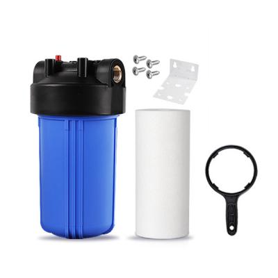 China Whole House 10x4.5" Water Filter Housing Big Blue Filter Housing With Wrench And Bracket for sale