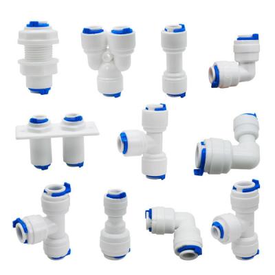 China Reverse Osmosis Quick Connect Hose Coupling 1/4" 3/8" Stem L Straight Tee Union Connector for sale