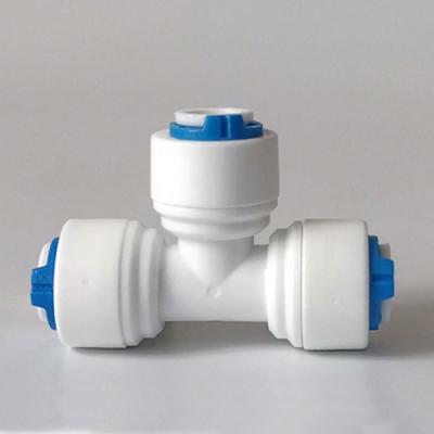 China POM Plastic 1/4" Type T Quick Connect Tee Joint Hose Tee Quick Connect Fittings for sale