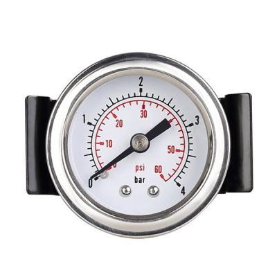 China Brass Connection Water Pressure Gauge 60psi With Stents 40mm Black Iron Shell for sale
