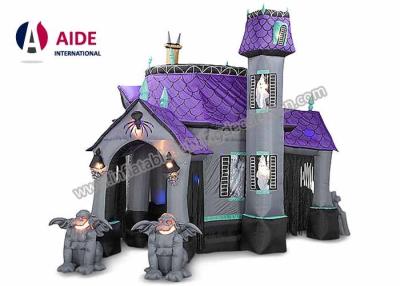 China Eco Friendly 10ft Halloween Inflatable Haunted House With Led Lights For Decoration for sale