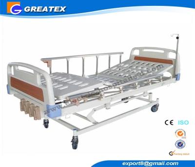Cina Letto di ospedale manuale storto di pagina d'acciaio quattro standard con i corrimani della lega di alluminio in vendita
