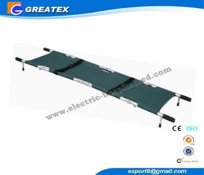 China Light - weighted Two Fold Medical Stretcher With Wheels and outriggers for wounded person for sale