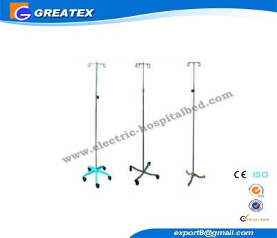 China Hospital IV Pole Stands with Five Plastic / Chrome Base for Transfusion for sale