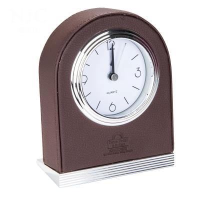 China Free sample wholesale customized black with blue trim leather hotel alarm clock for sale
