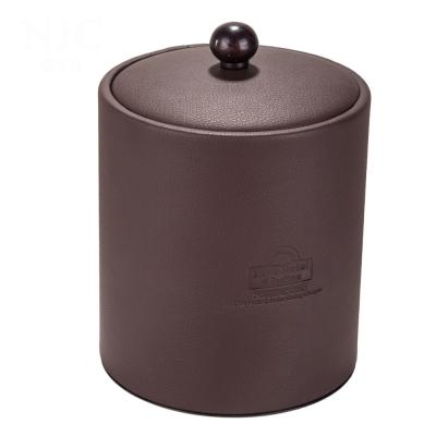 China solid brown fake leather ice bucket for 5-star hotels for sale