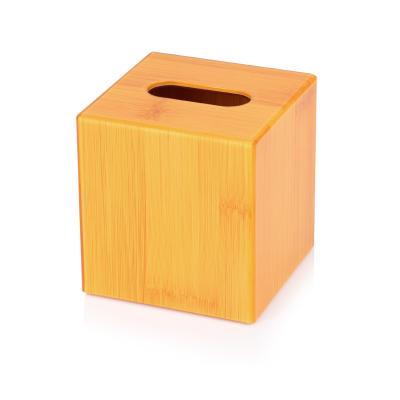 China 5-star hotel square tissue box in bamboo color acrylic for sale