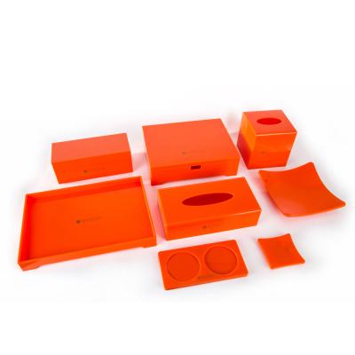 China Orange oblong custom design hotel room service tray manufacturer for sale