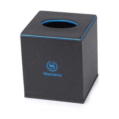 China wholesale luxury high quality PU leather square custom tissue box for 5-star Sheraton hotel for sale