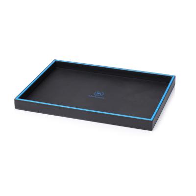 China Custom black pu leather serving tray for 5-star hotel guestroom for sale