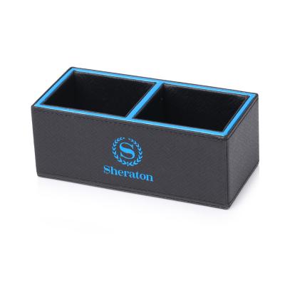 China Custom black pu leather tea coffee box 155*70*60mm for 5-star hotel guestroom for sale