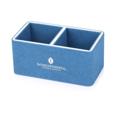 China Hotel leather series 155*70*60mm blue with white color double tea coffee holder for Luxury hotel guestroom for sale