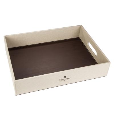 China 400*300*80mm beige pu shoe box for hotel wardrobe for sale