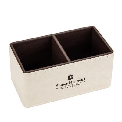 China double tea /coffe holder in beige color pu leather for 5-star hotel guest supply for sale